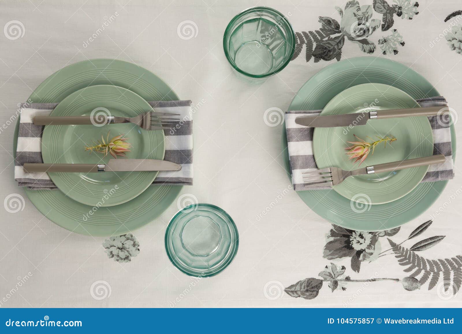 Overhead View of Elegant Table Setting Stock Image - Image of ...