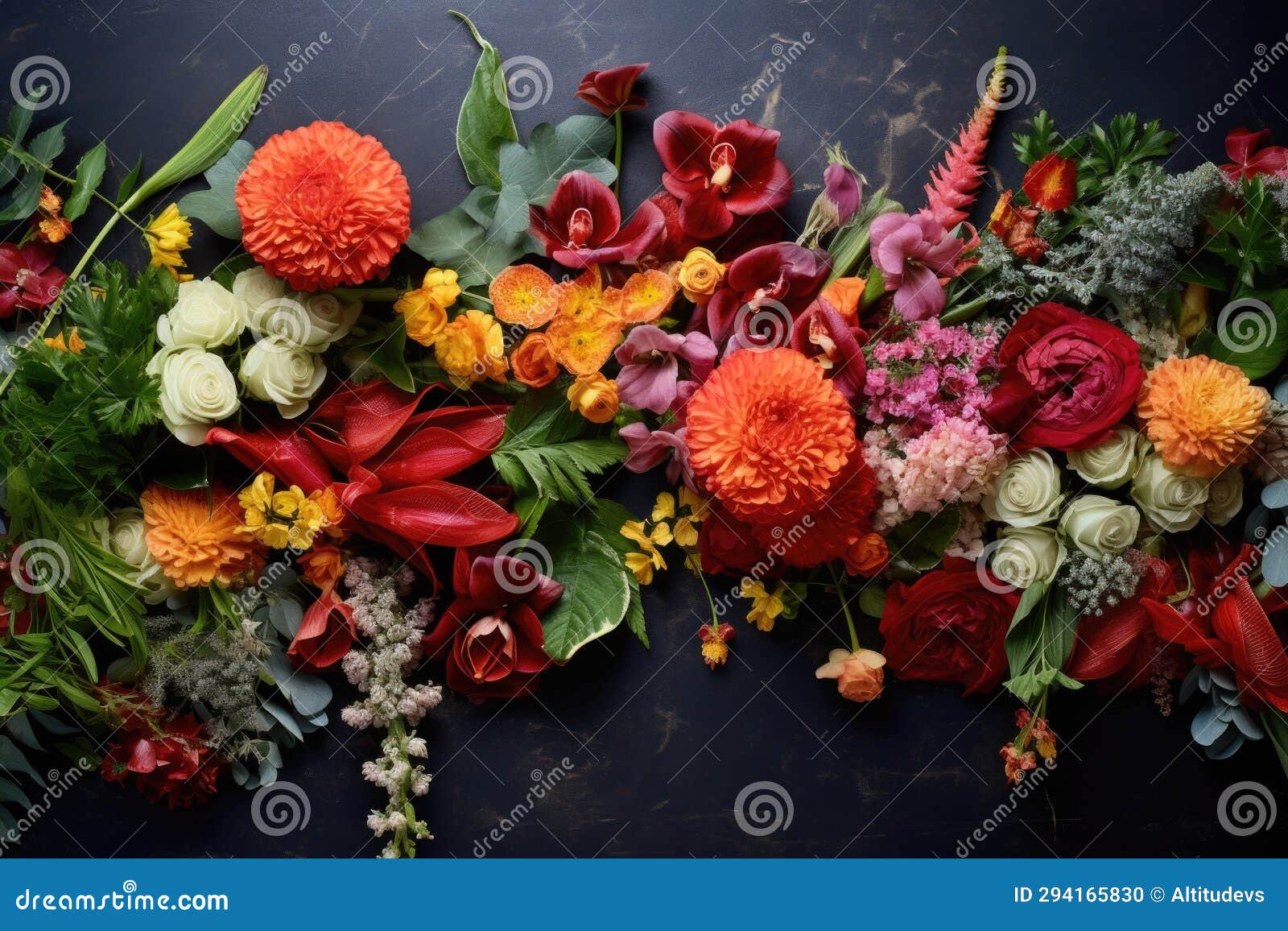 Overhead View of a Floral Arrangement Project Stock Illustration ...