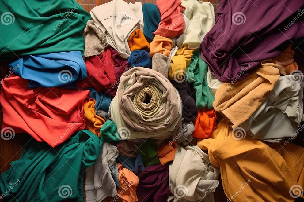 Overhead View of Folded Laundry Ready for Washing Stock Photo - Image ...