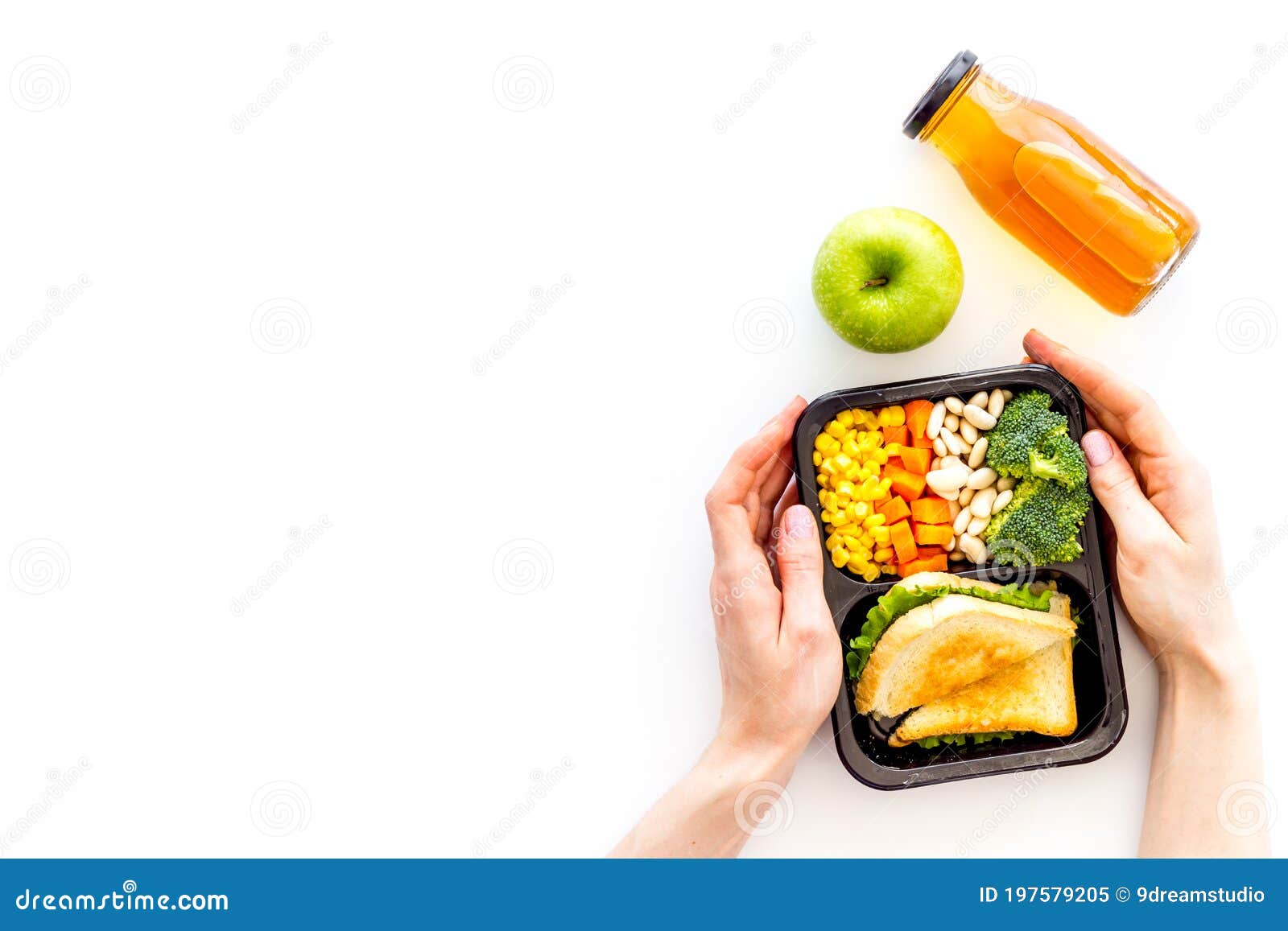 Overhead View of Food Delivery Lunch Boxes with Meal Stock Image ...
