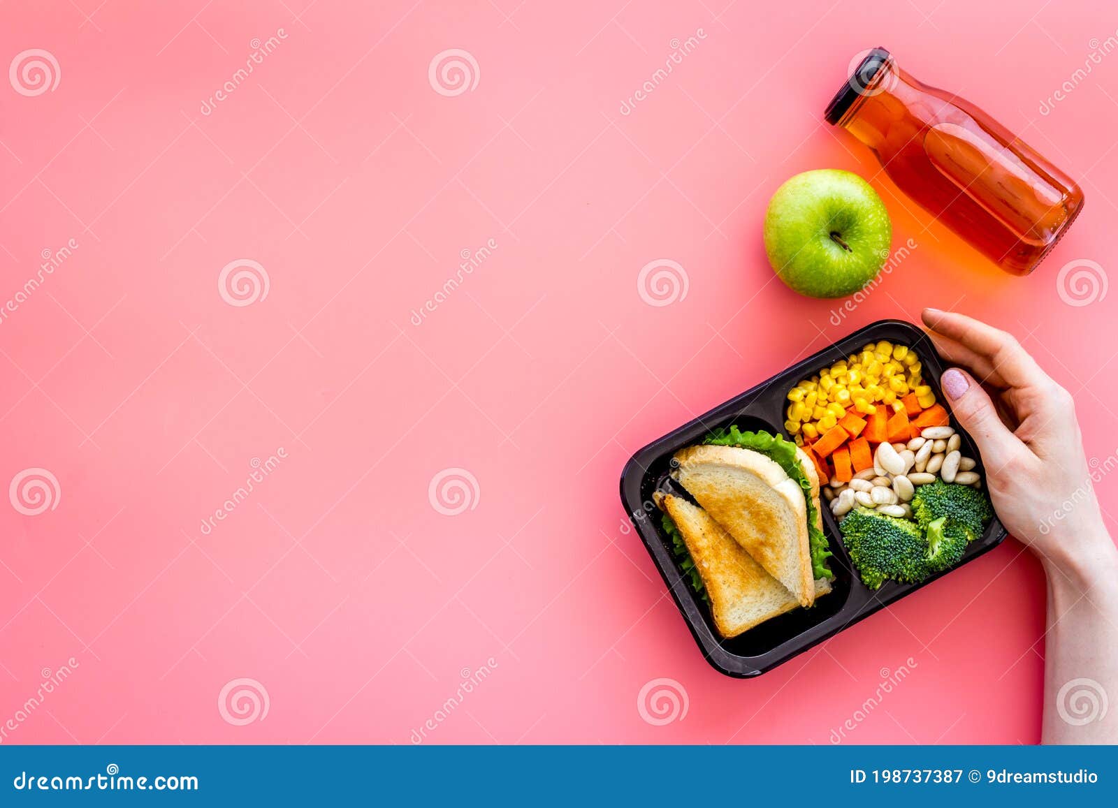 Overhead View of Food Delivery Lunch Boxes with Meal Stock Image ...