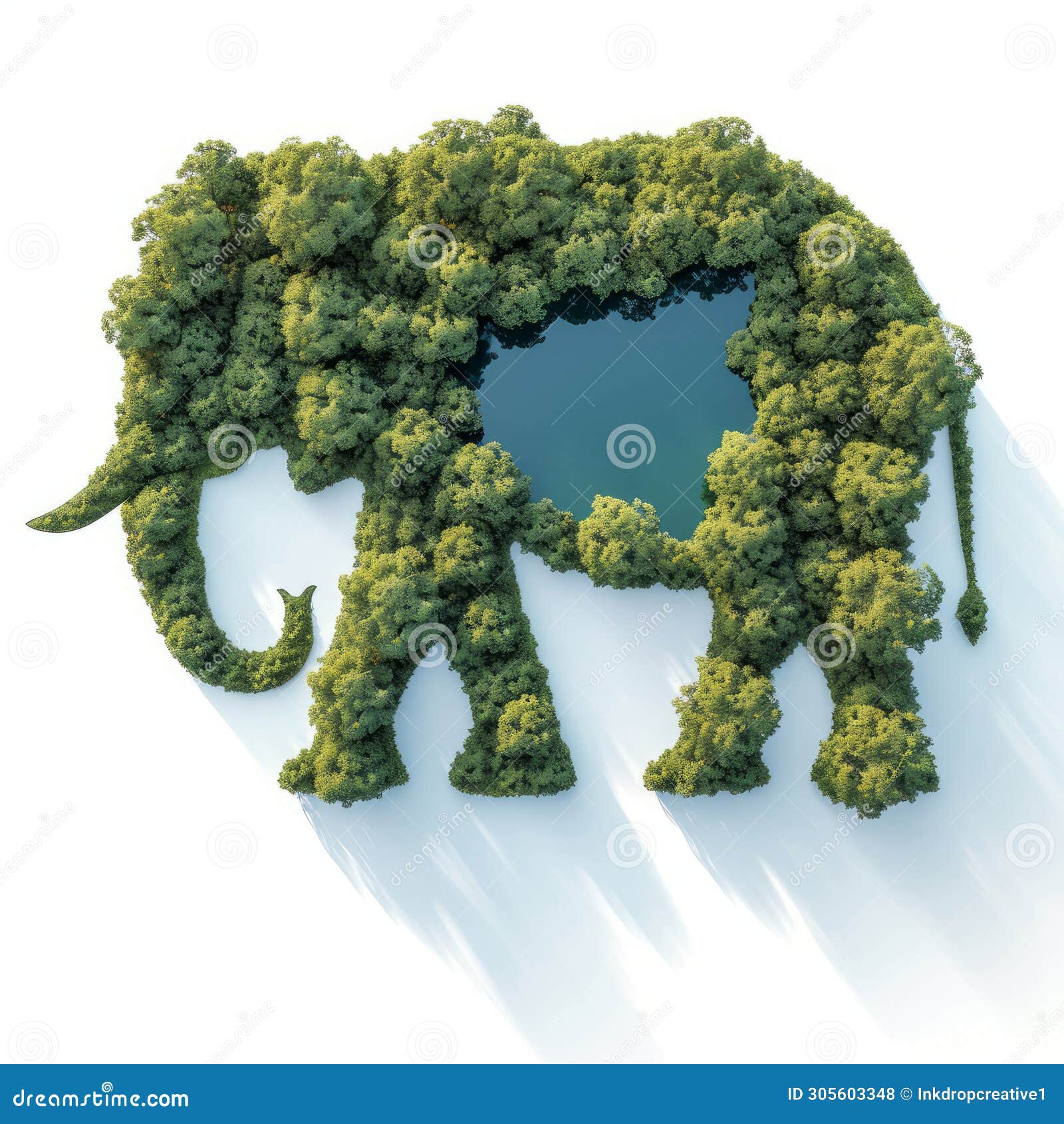 Overhead View of a Forest of Trees in the Shape of an Elephant ...