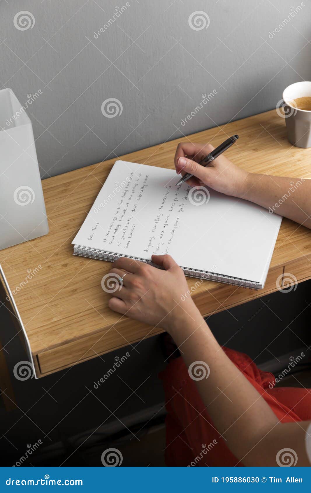 Overhead View of Girl Writing Note Stock Photo - Image of meeting ...