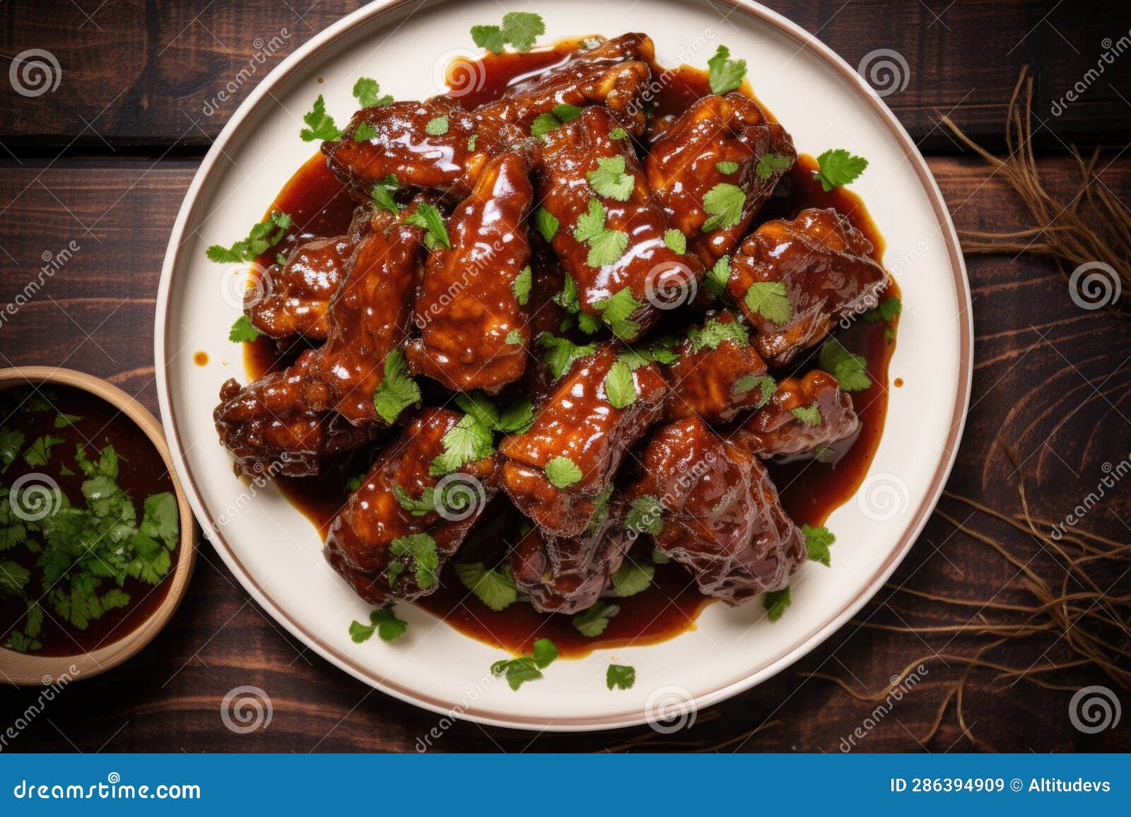 Overhead View of Glazed Bbq Ribs on Plate Stock Image - Image of view ...