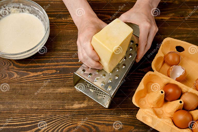 Overhead View of Grating Cheese Stock Photo - Image of process ...