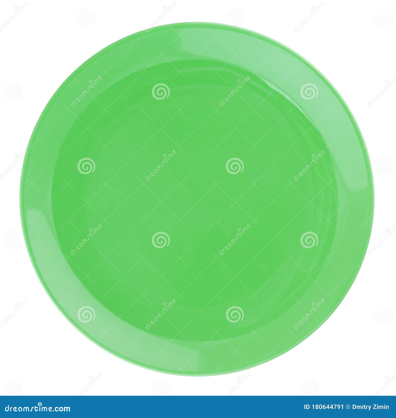 Green Empty Plate Isolated on White Background. Stock Image - Image of ...