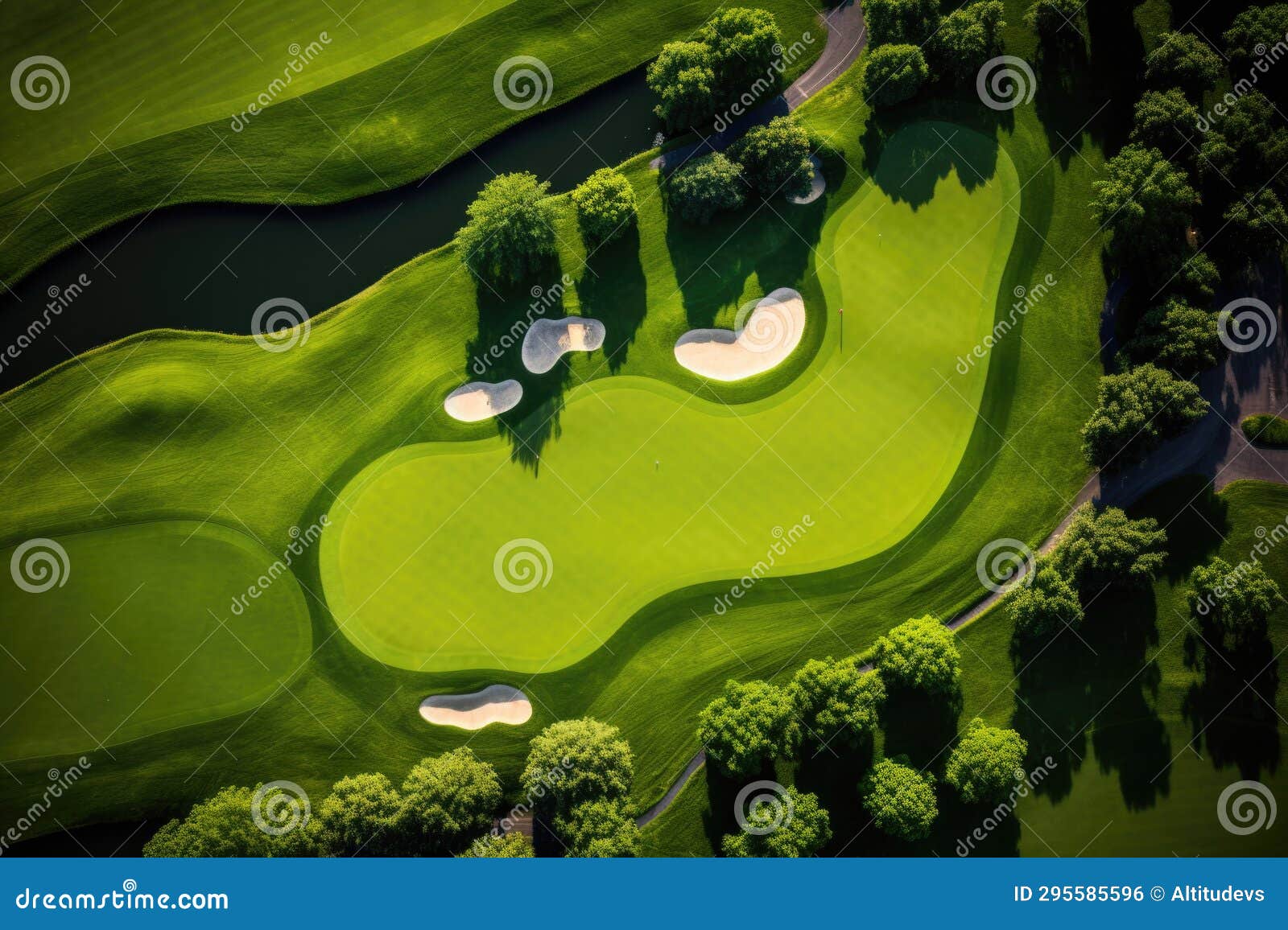 Overhead View of a Green Golf Course Stock Photo - Image of golf, grass ...