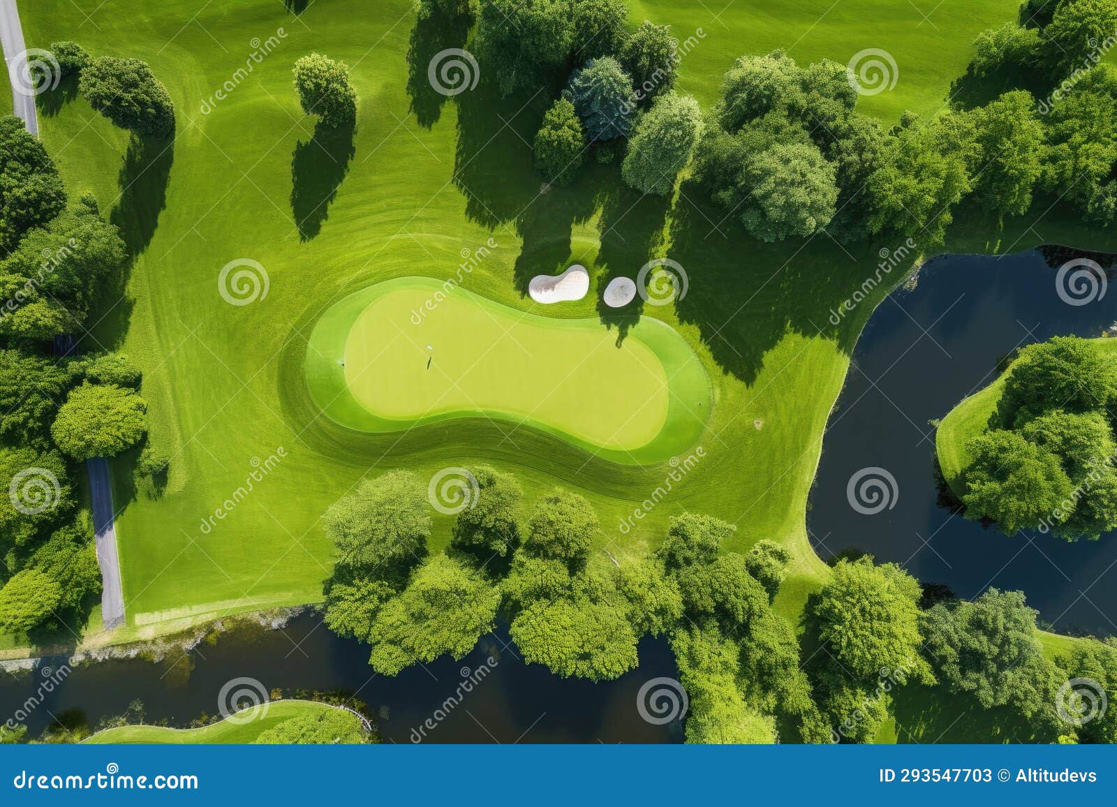 Overhead View of a Green Golf Course Stock Image - Image of landscape ...