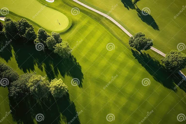 Overhead View of a Green Golf Course Stock Image - Image of sports ...