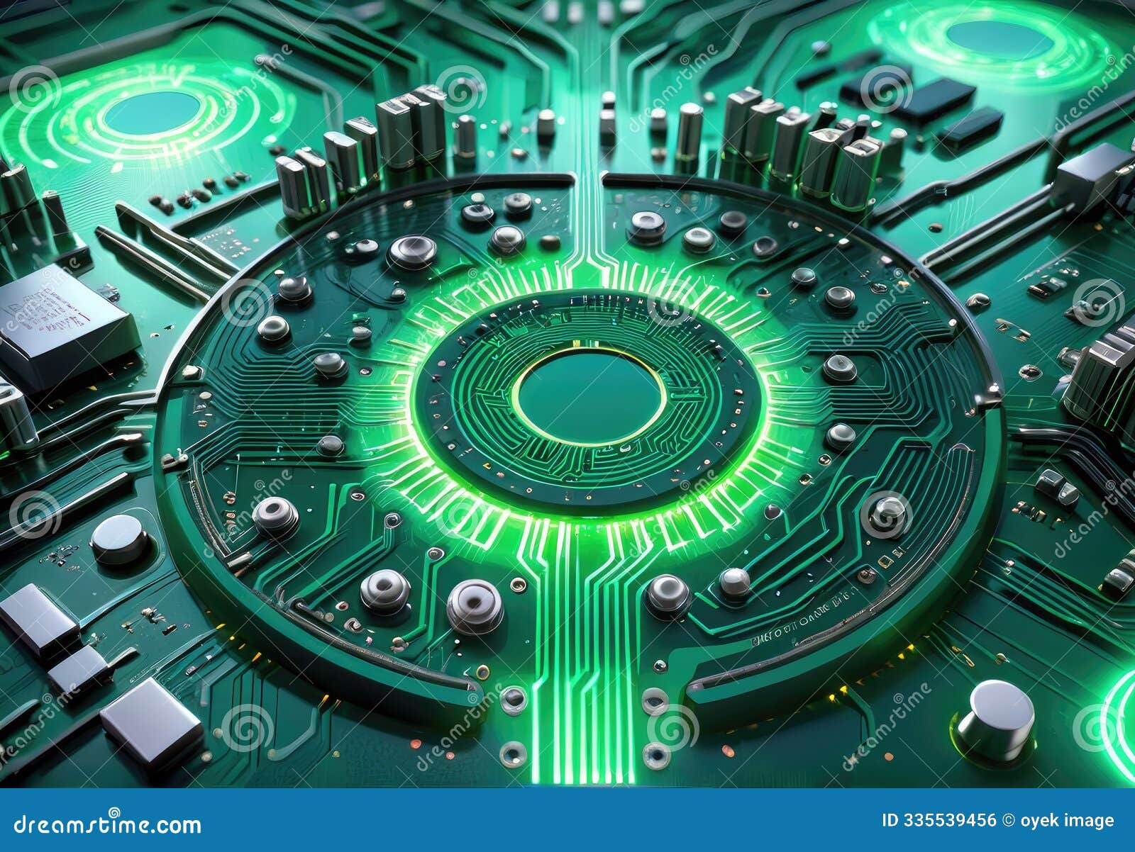 Green Eco Processor Symbol Icon Of Microprocessor Leaf Chipset Data ...