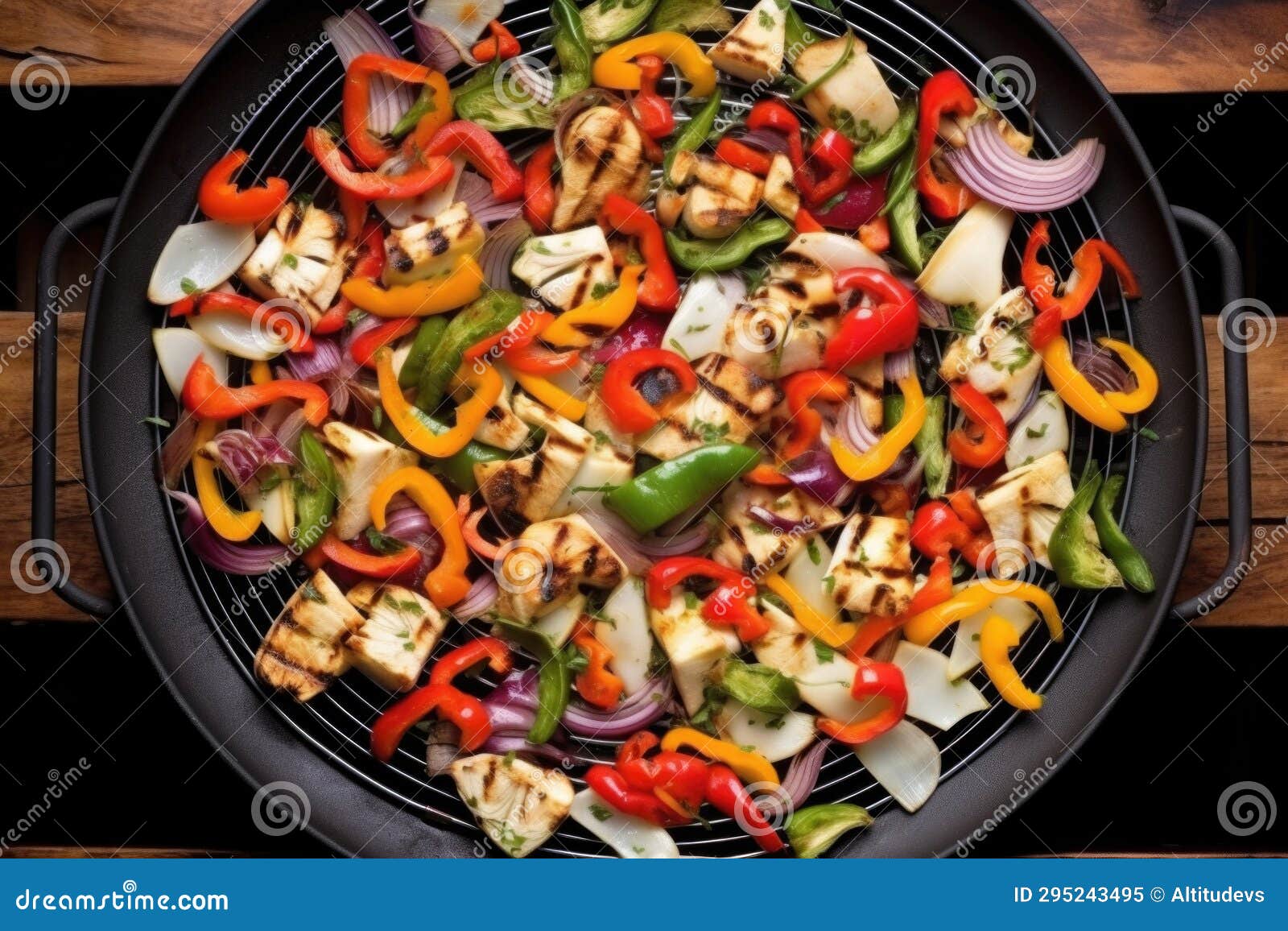 Overhead View of a Grill Wok with Assorted Vegetables Stock Image ...