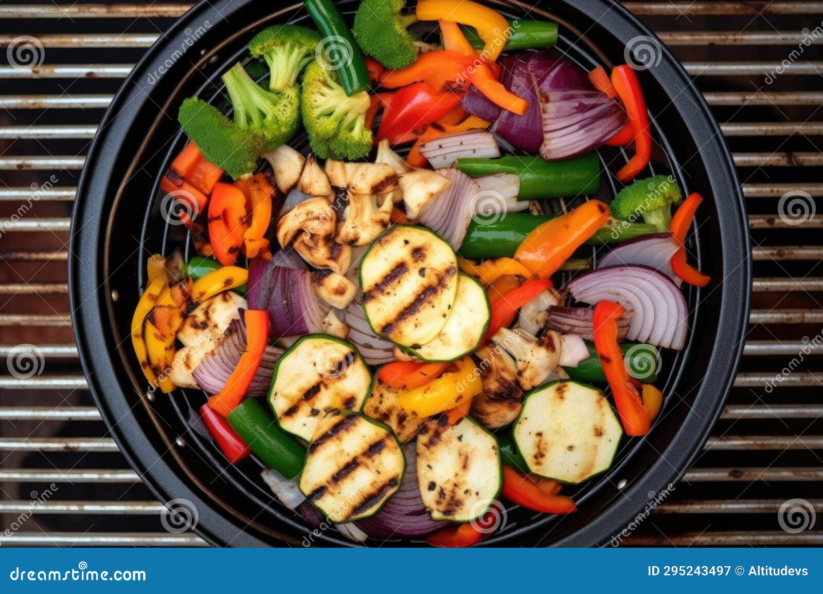 Overhead View of a Grill Wok with Assorted Vegetables Stock Image ...