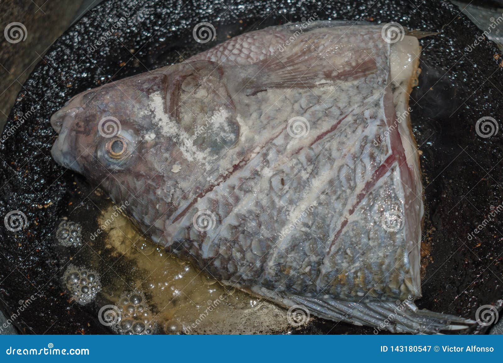Overhead View of Half Fish Fried Stock Image - Image of dish, gold ...