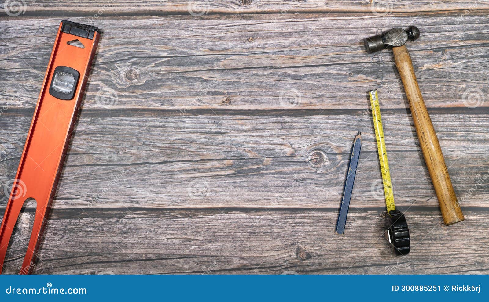 Overhead View of Hand Tools on a Wood Work Bench. Stock Image - Image ...