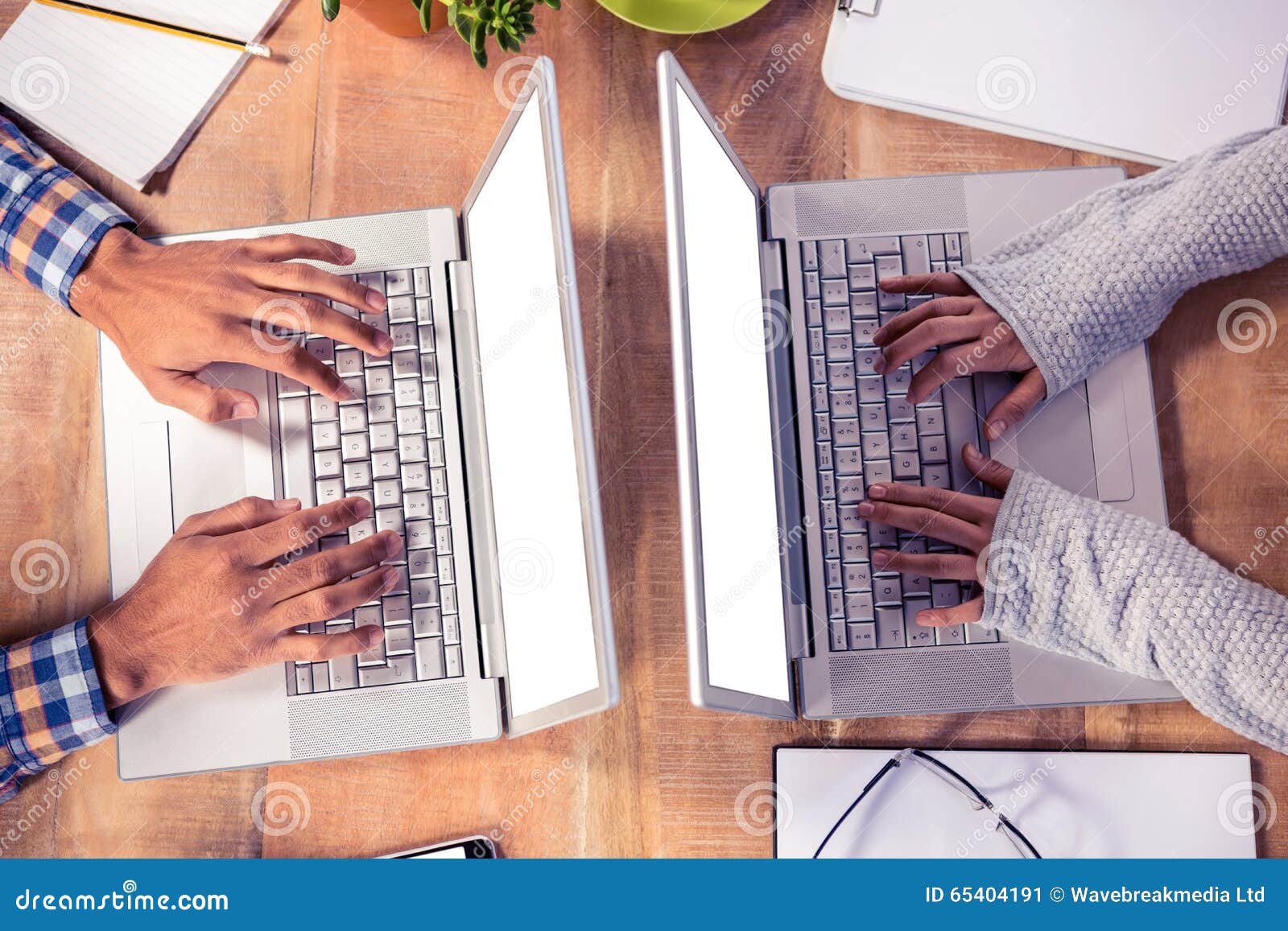 Overhead View of Hands Typing on Laptop Keyboard Stock Image - Image of ...