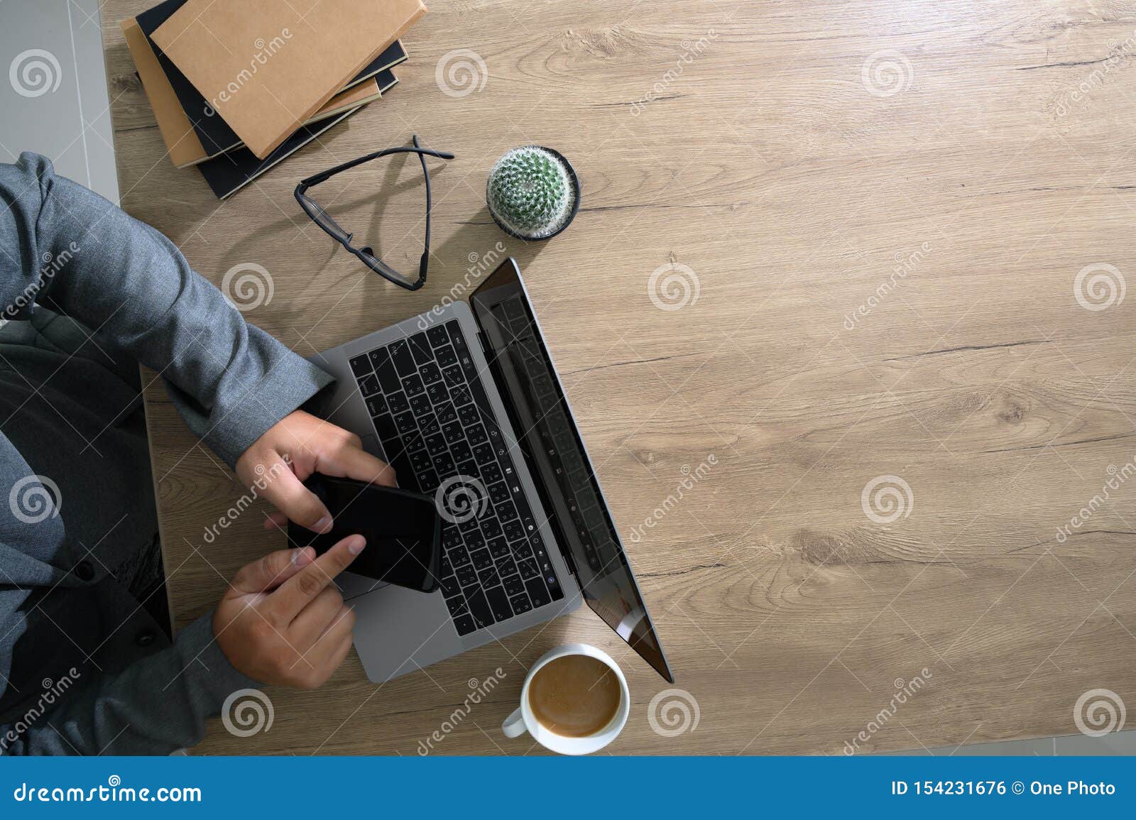 Overhead View of Hands that Were Made To Work Using a Computer Stock ...