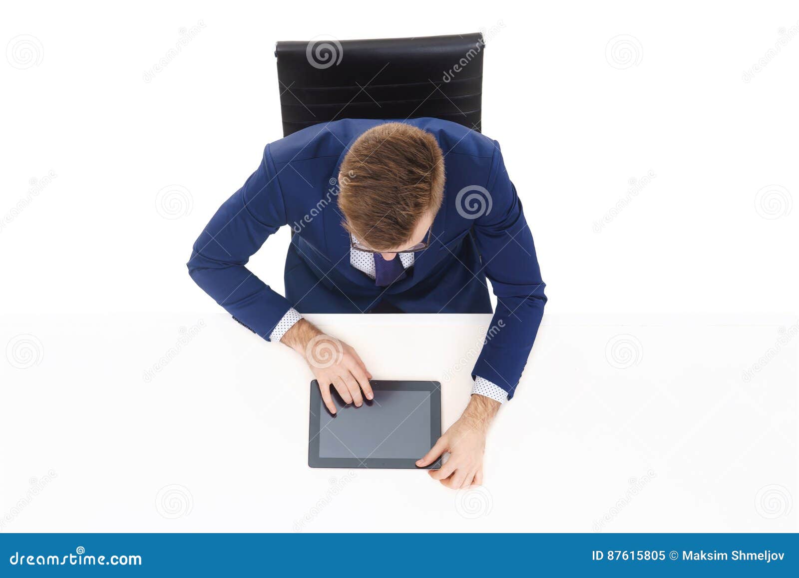 Overhead View of a Handsome Businessman in Office. Stock Image - Image ...