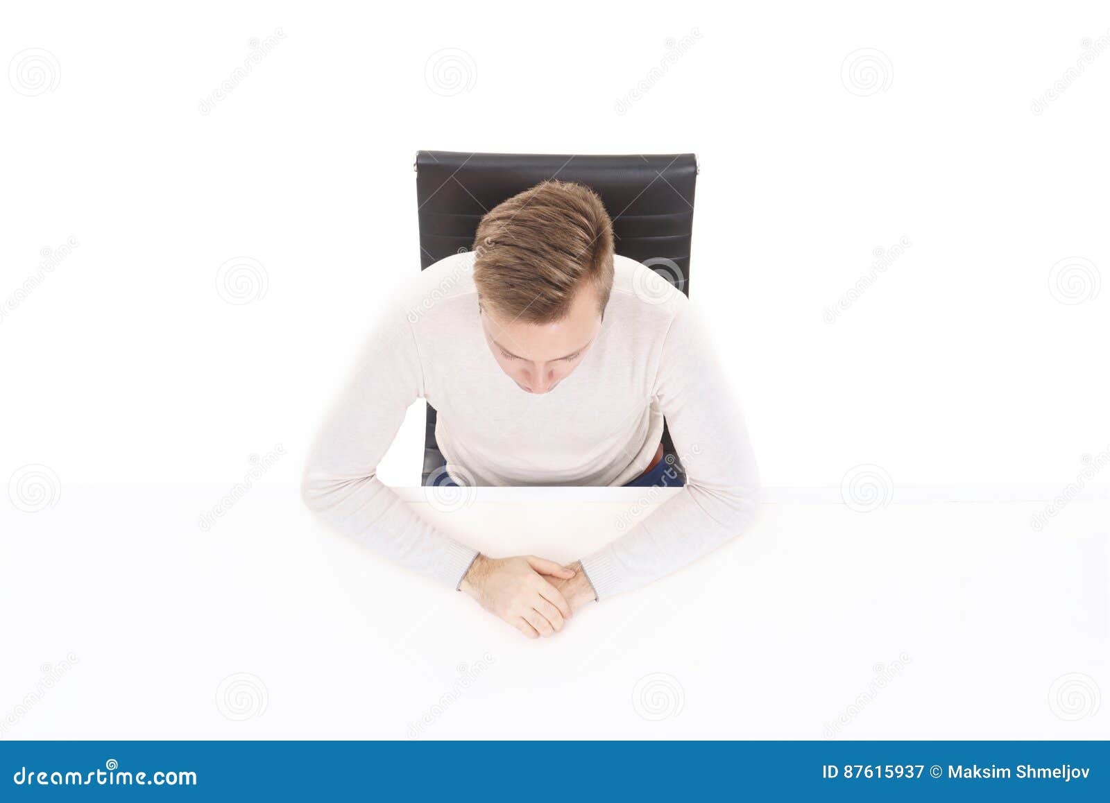 Overhead View of a Handsome Guy in Office. Business and Office C Stock ...