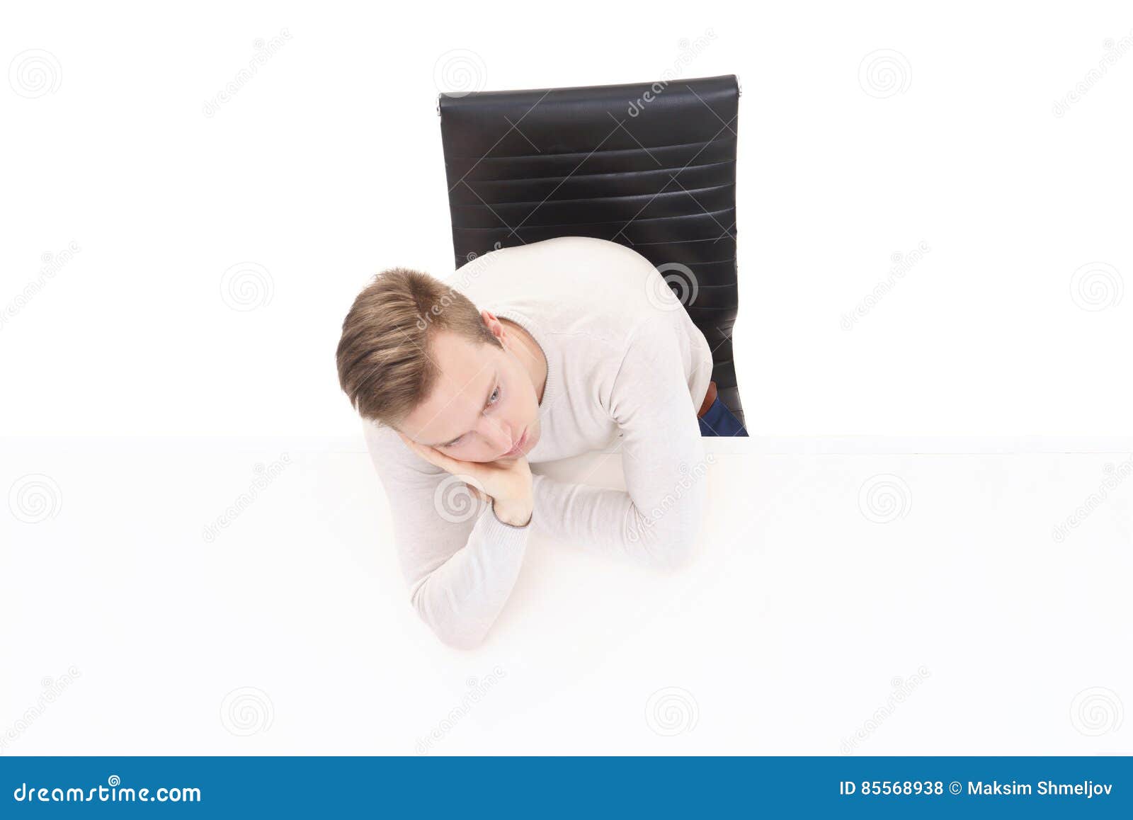 Overhead View of a Handsome Guy in Office. Business and Office Concept ...