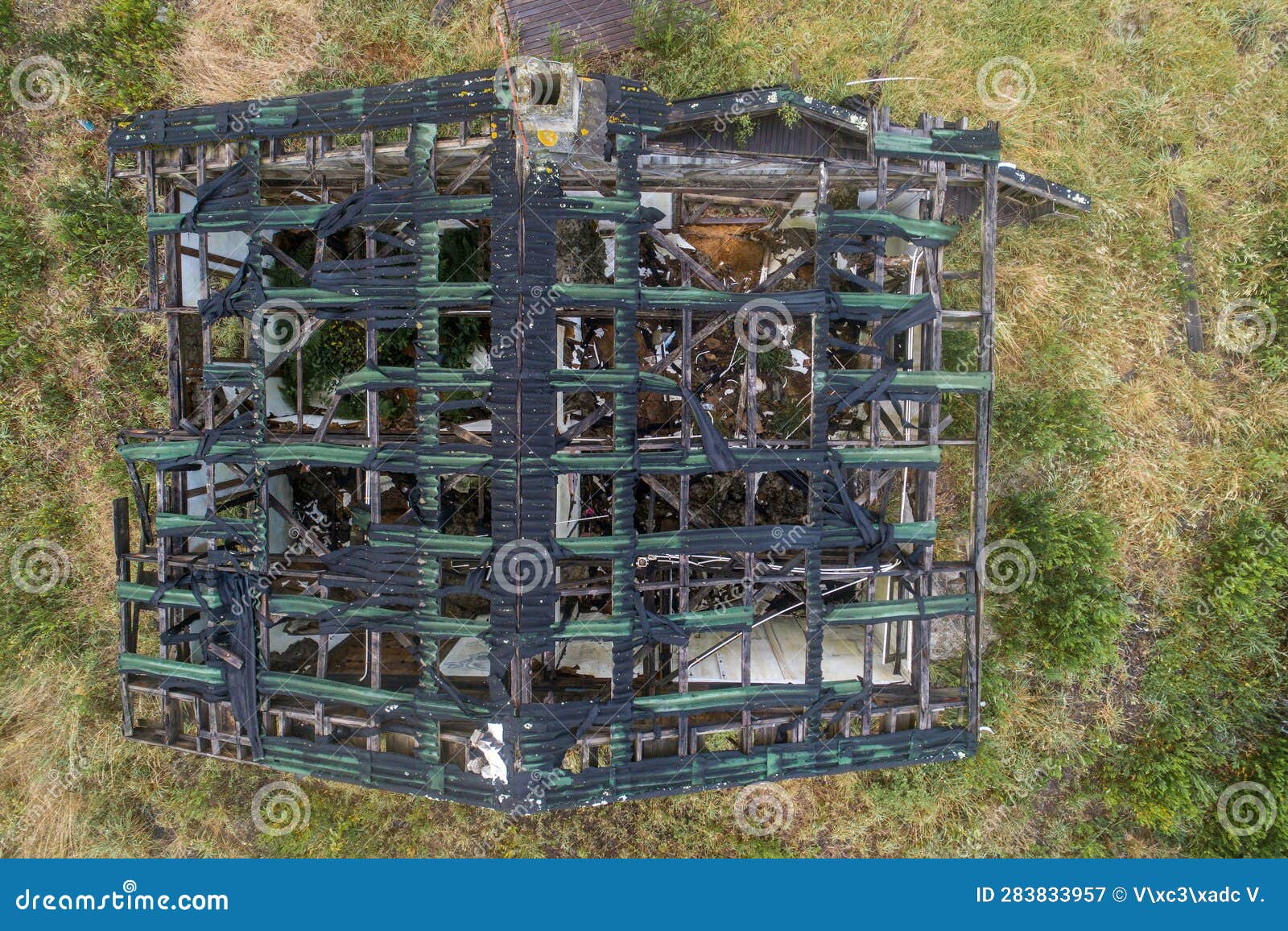 Overhead View of a House Destroyed by Fire Stock Image - Image of ...