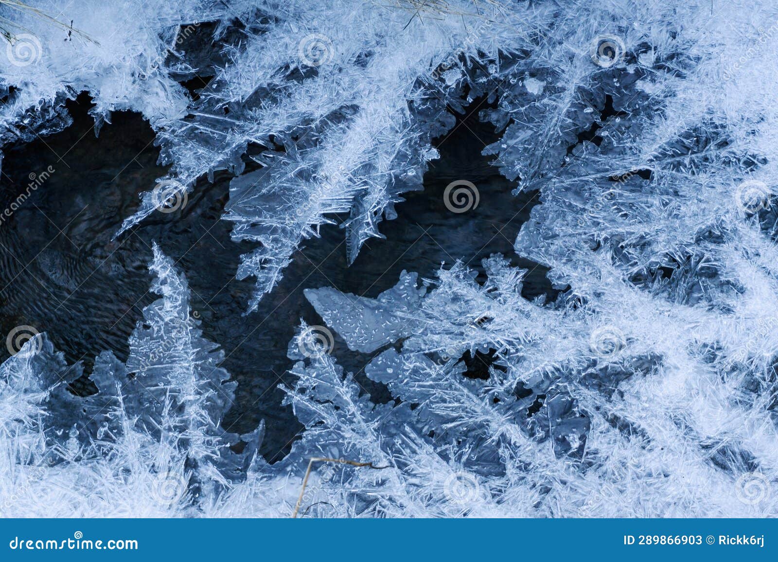 Overhead View of Ice Forming Over a Flowing Stream. Stock Image - Image ...