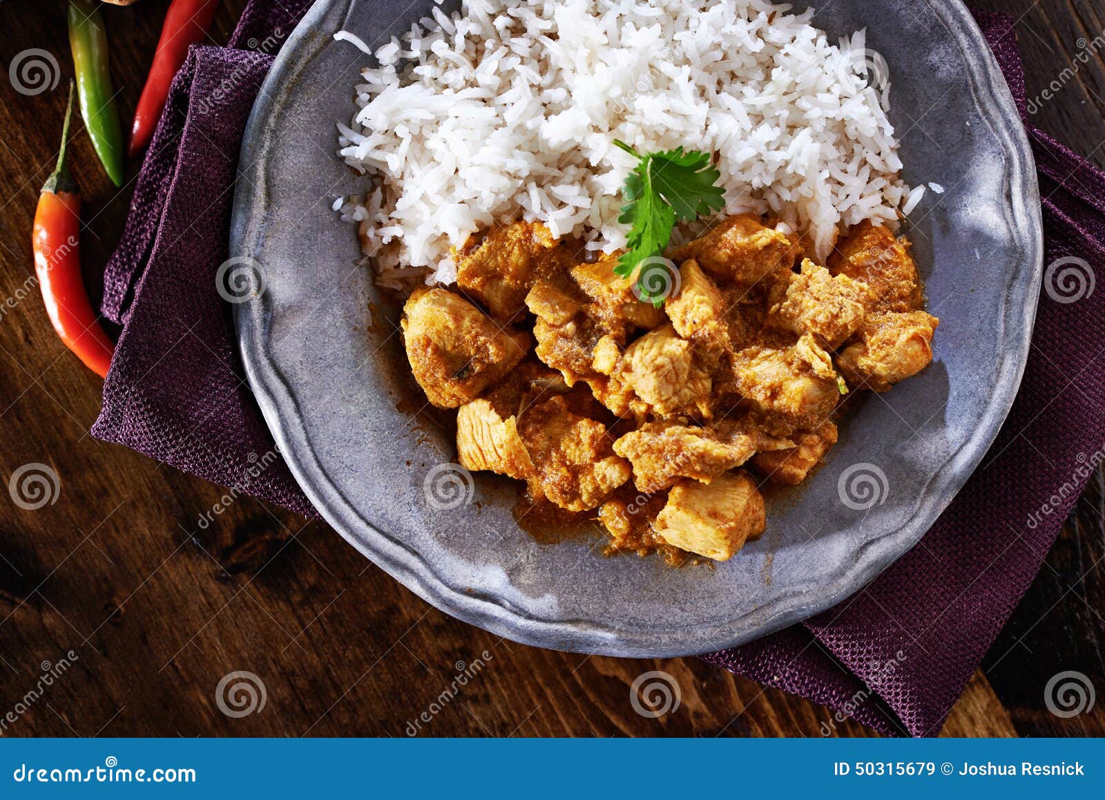 Overhead View of Indian Chicken Curry Stock Image - Image of cilantro ...