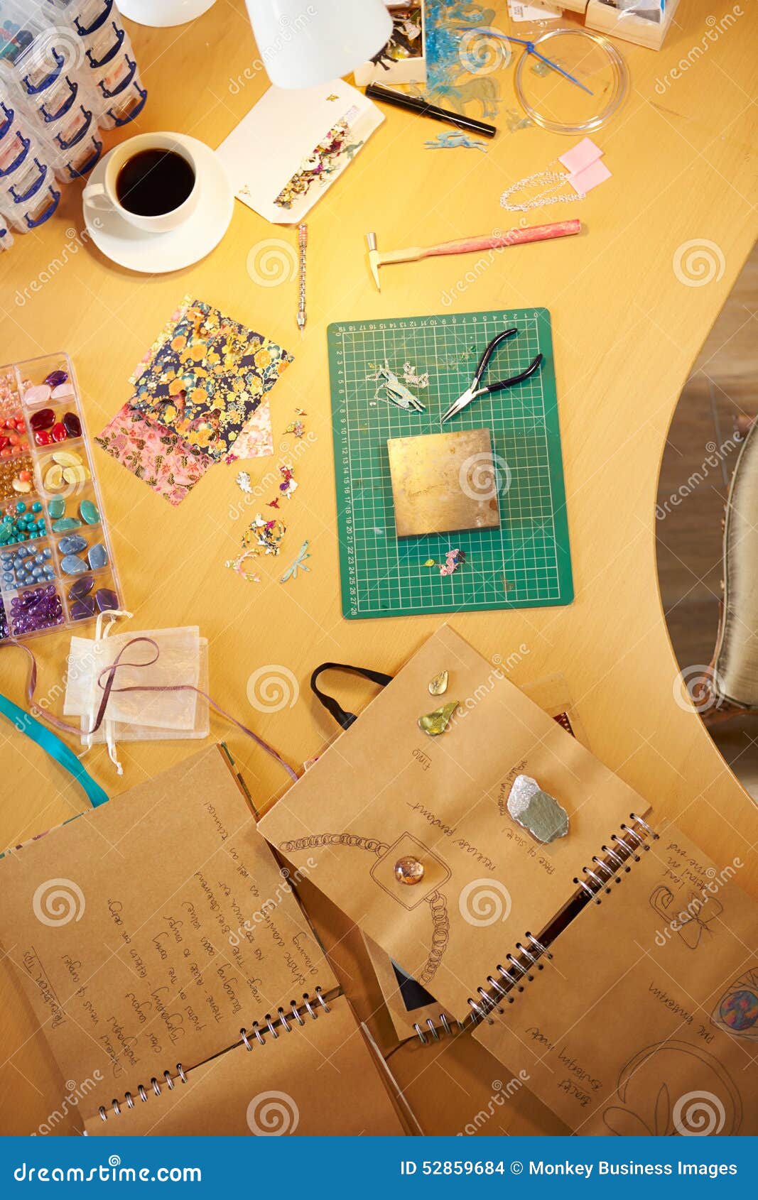 Overhead View of Jewelers Work Bench Stock Photo - Image of desk ...