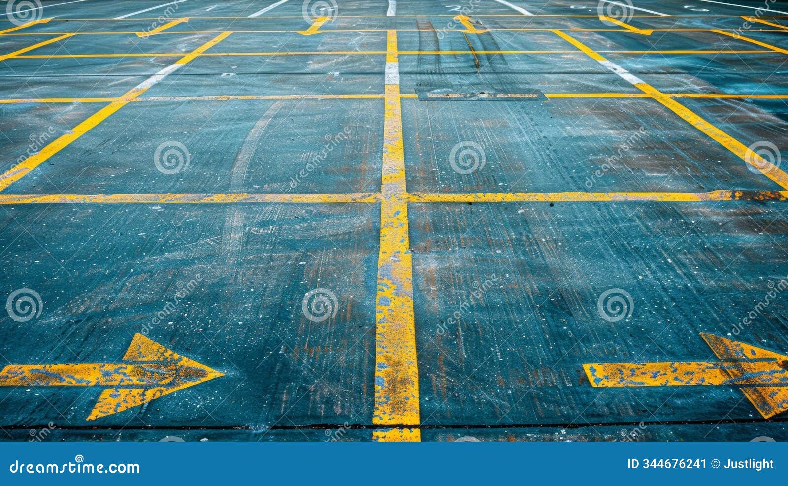 An Overhead View of the Lanes Marked with Numbered Arrows on the Ground ...