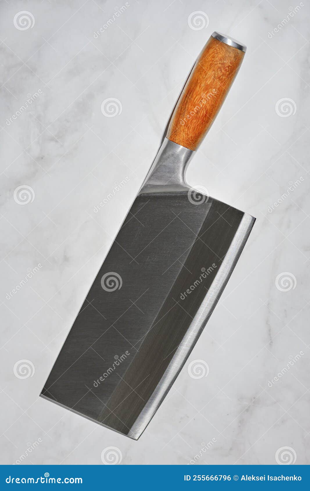Overhead View of Large Metal Cleaver Stock Photo - Image of large ...