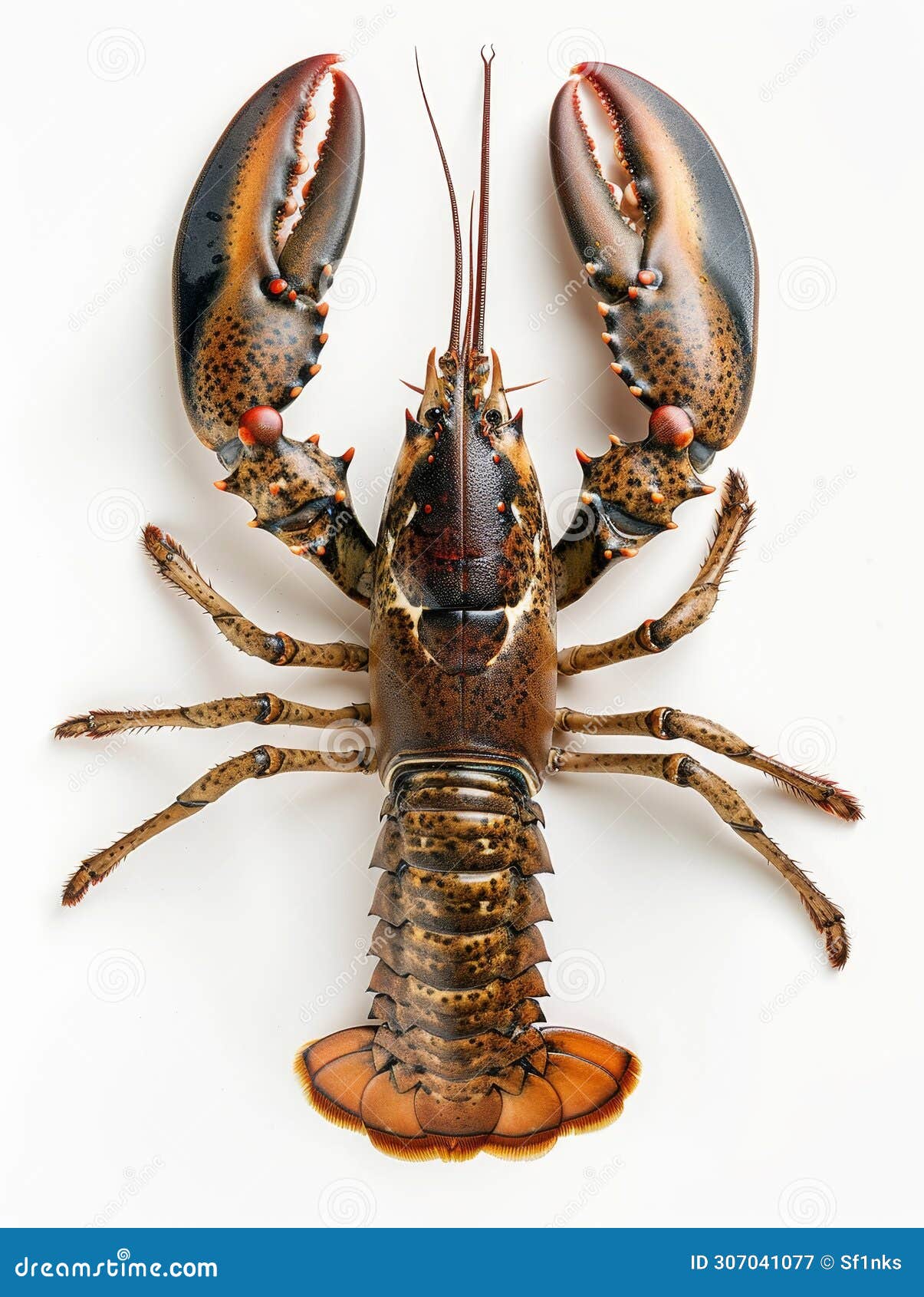 Overhead View of a Lobster Showing Its Patterned Back and Tail ...