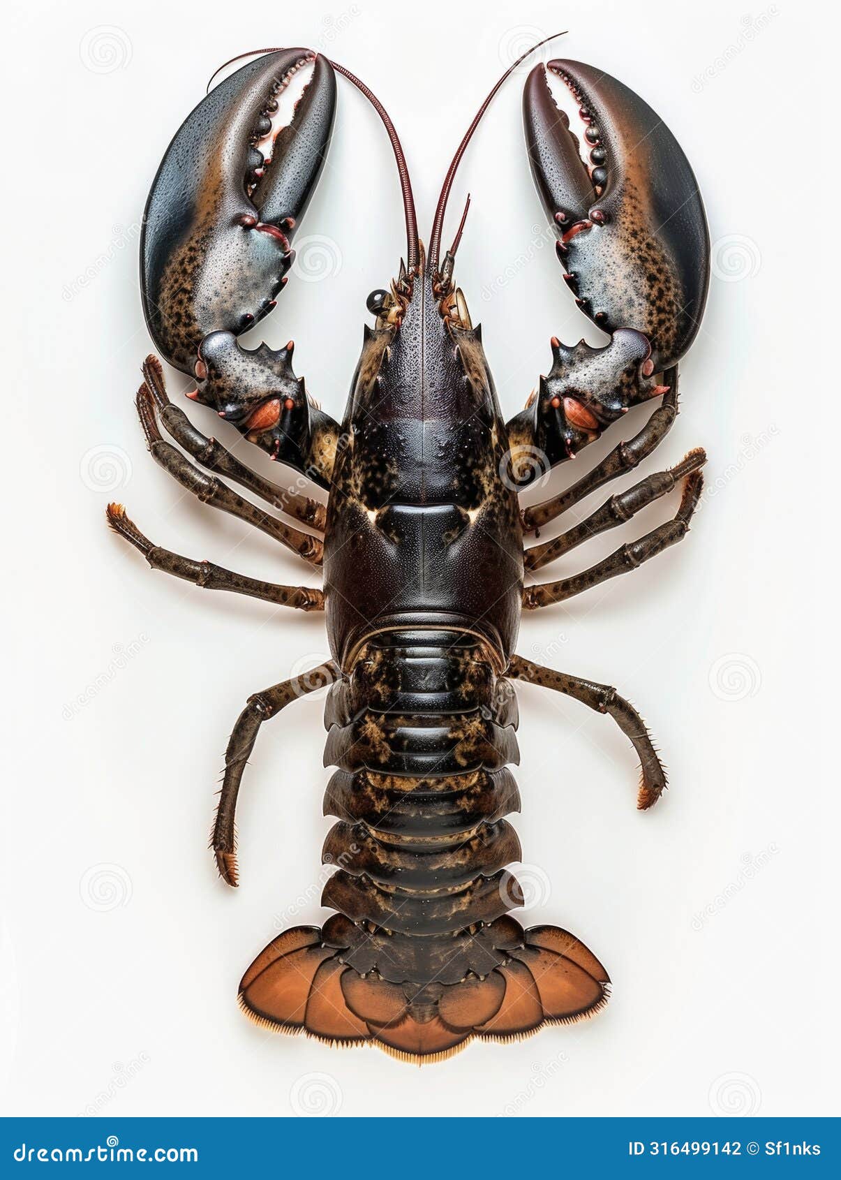 Overhead View of a Lobster Showing Its Patterned Back and Tail ...