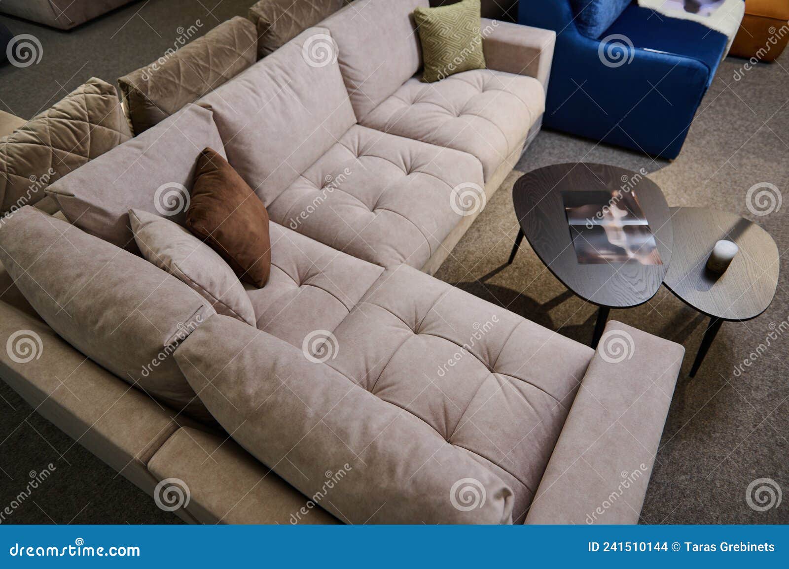 Overhead View of a Modern Stylish Comfortable Upholstered Sofa with ...
