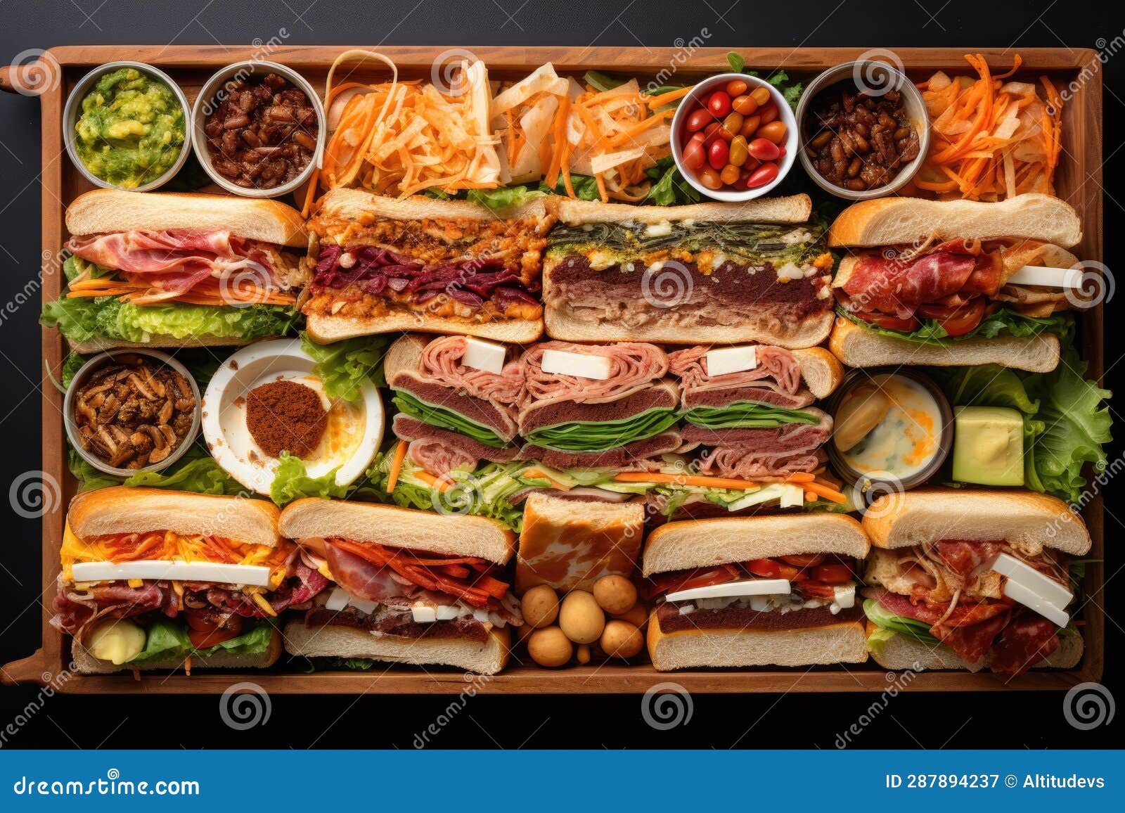 Overhead View of a Neatly Assembled Sandwich Stock Illustration ...