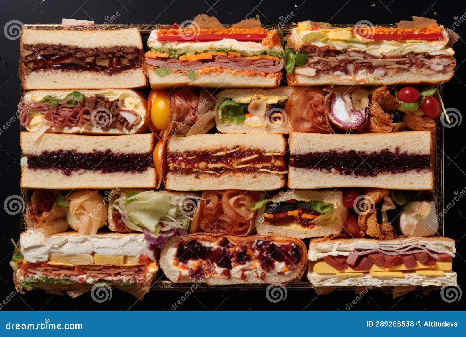 Overhead View of a Neatly Assembled Sandwich Stock Photo - Image of ...