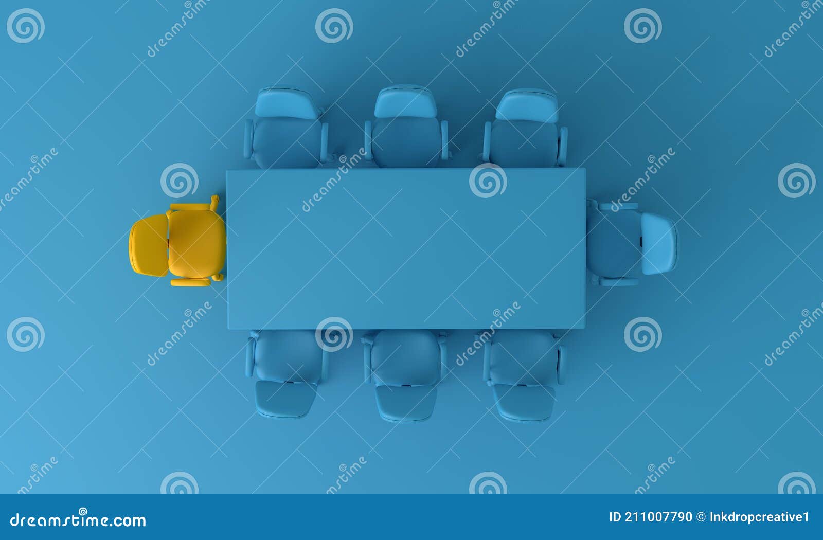 Overhead View of an Office Meeting Room with One Stand Out Chair. 3D ...