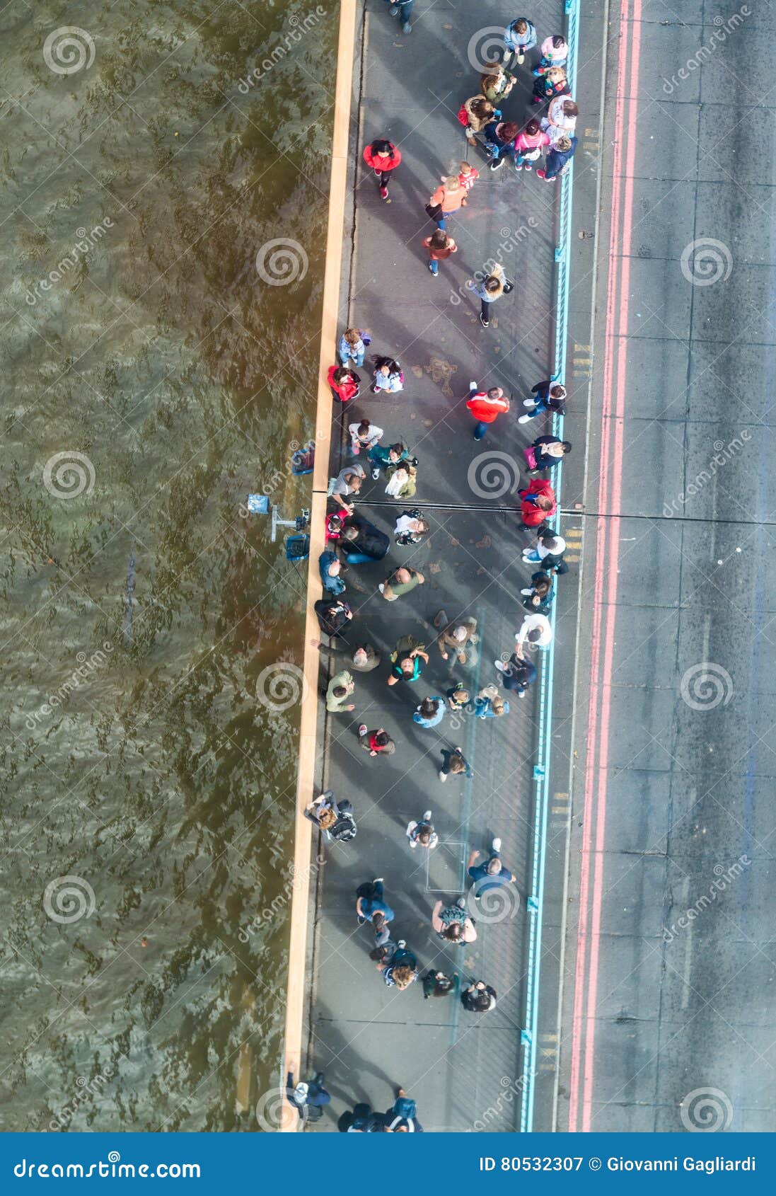 Overhead View of People Walking Over a Bridge Stock Image - Image of ...
