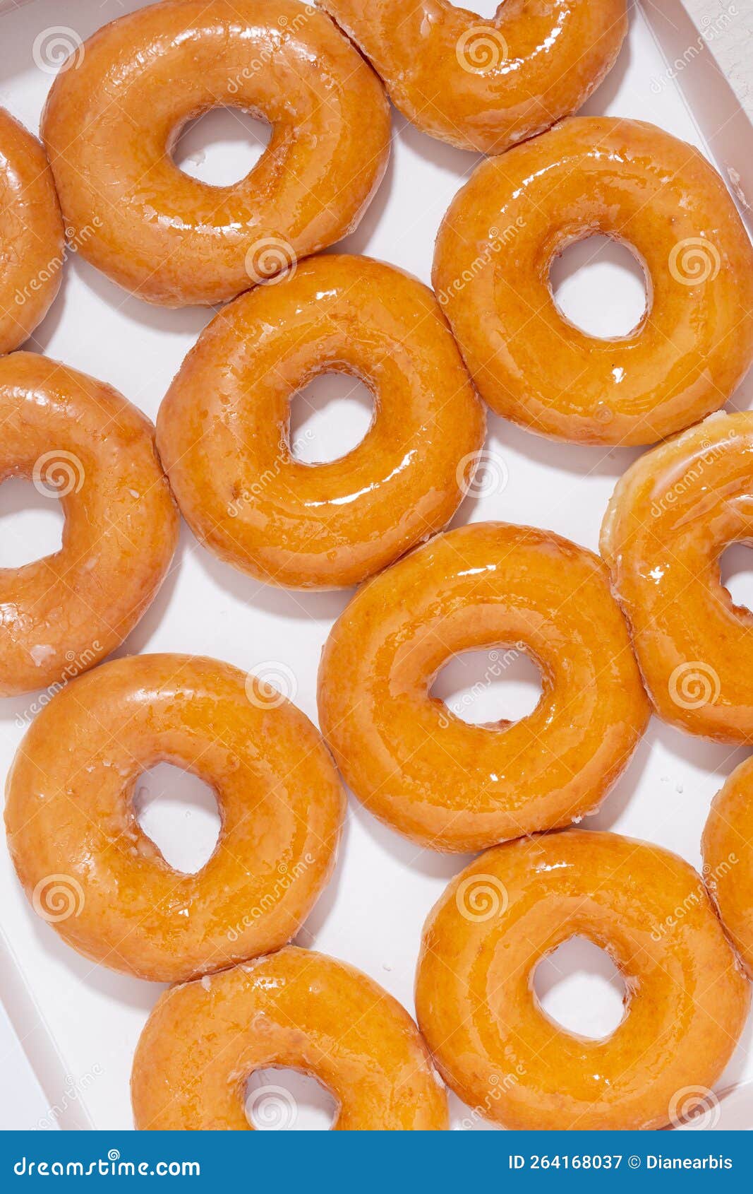 Overhead View of Plain Glazed Doughnuts Stock Image - Image of glazed ...