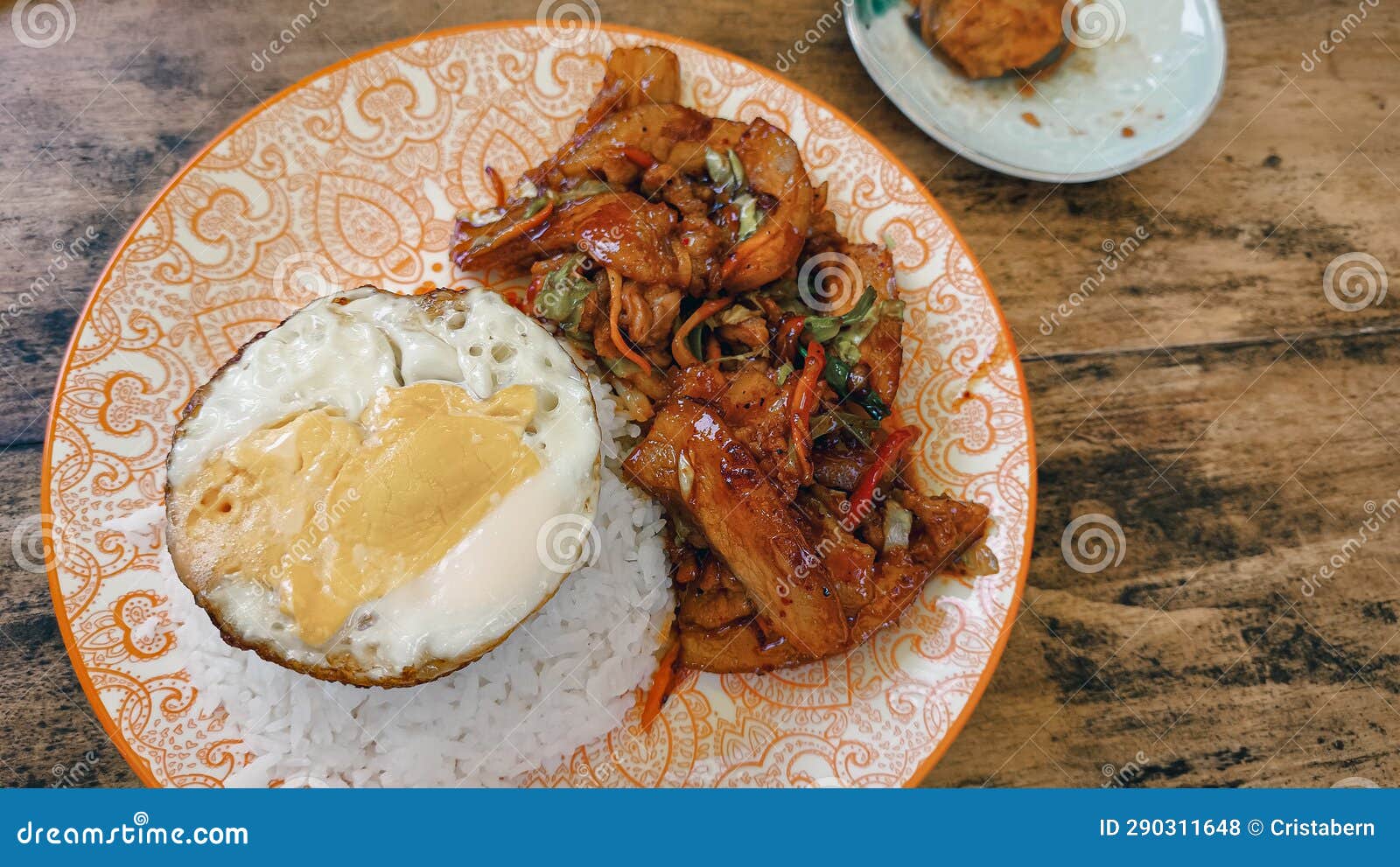 Overhead View of a Plate of Jeyuk Bokkeum Stock Photo - Image of pork ...
