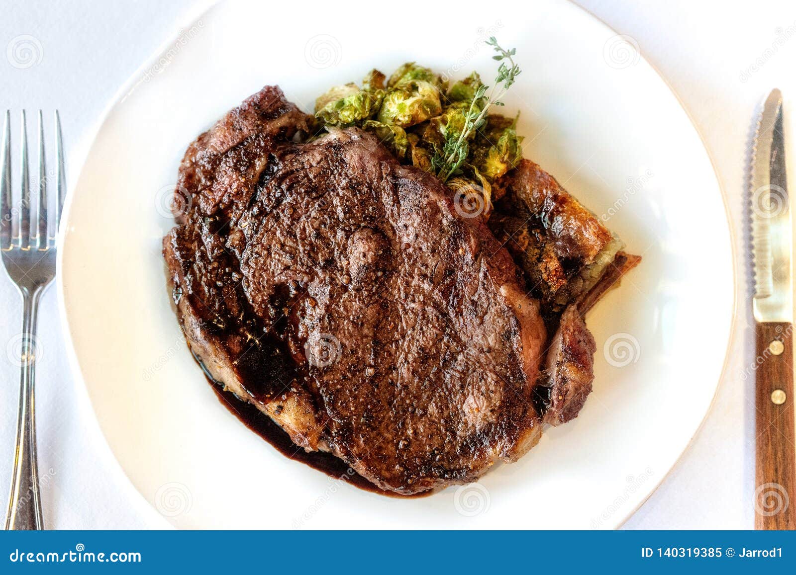 Overhead View of Plated Steak Dinner Stock Image - Image of dinner ...