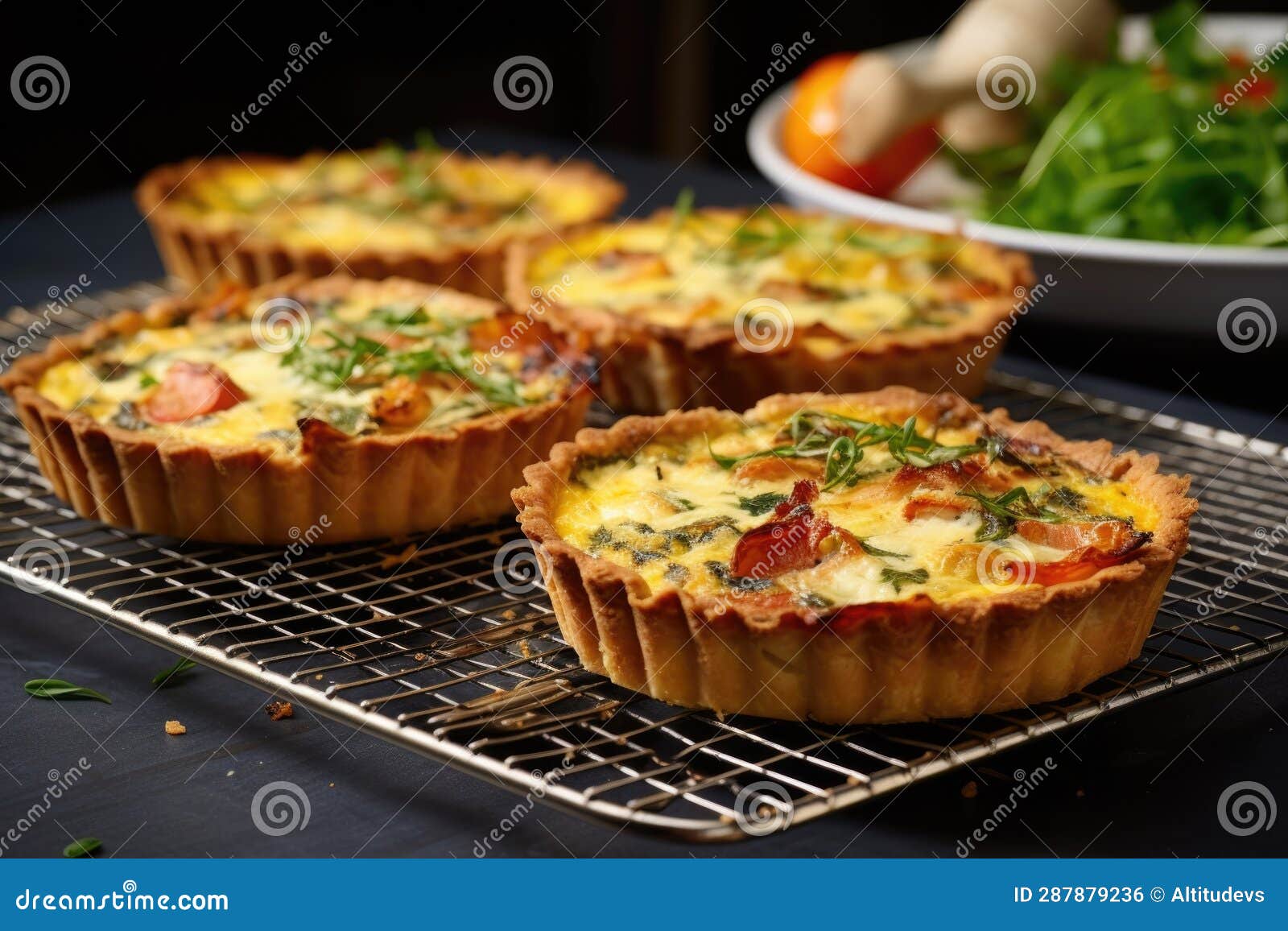 Overhead View of Quiche Slice on Serving Plate Stock Photo - Image of ...