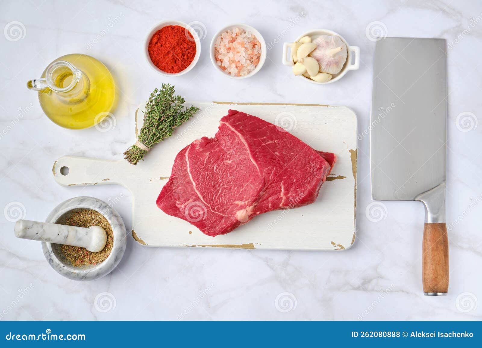 Overhead View of Raw Top Side Beef Steak Stock Photo - Image of sirloin ...