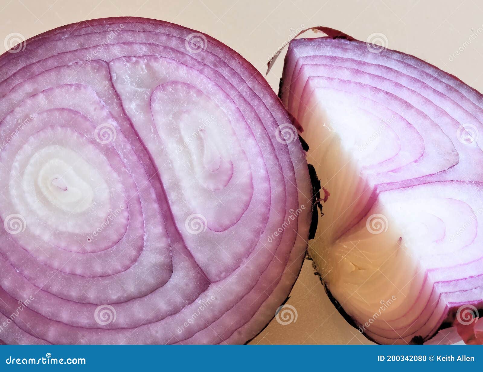 Overhead View of Red Onion Cut into Halves Stock Photo - Image of ...