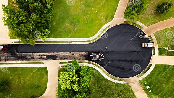 Overhead View of Road Getting a New Asphalt Surface Stock Photo - Image ...