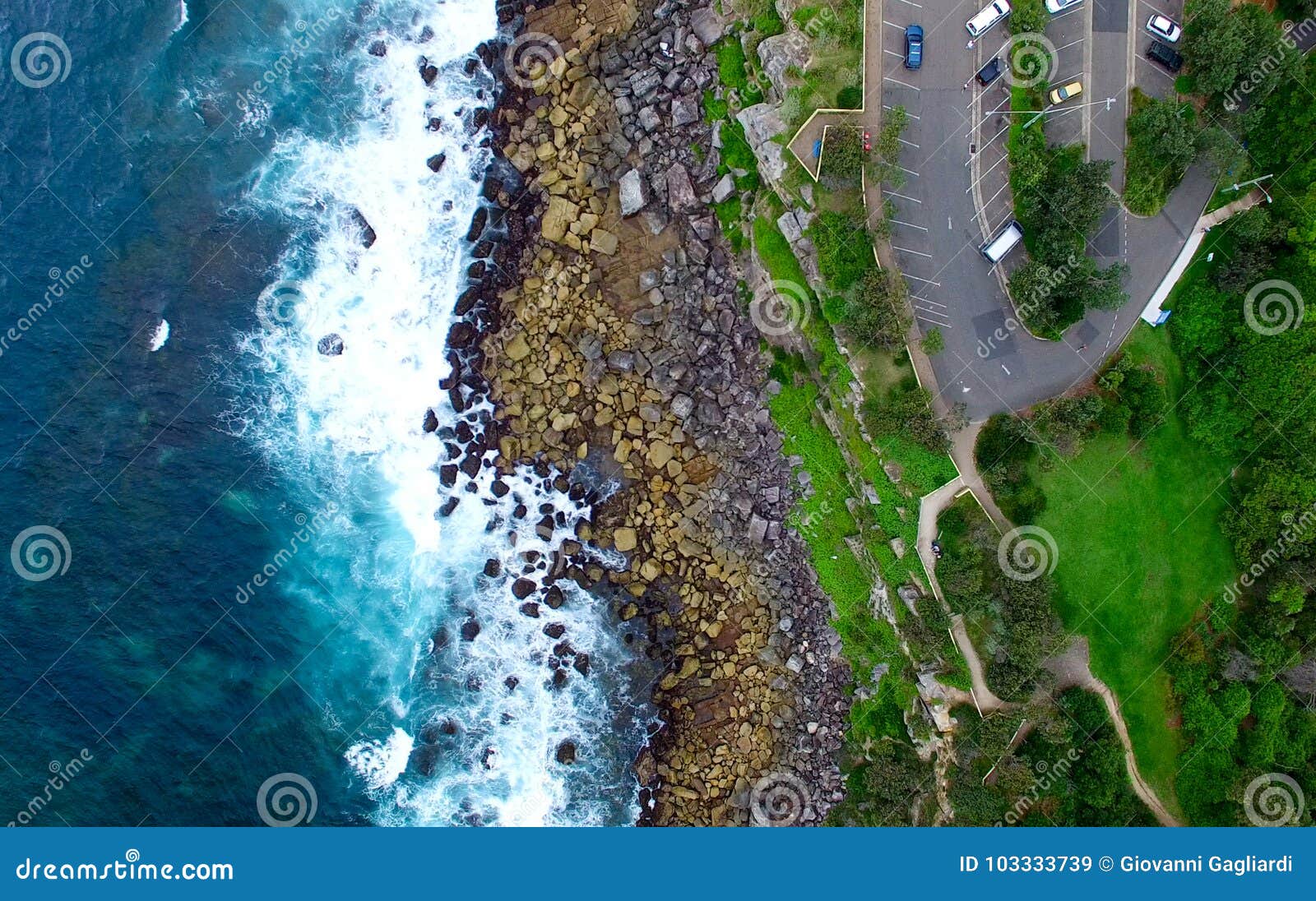 Overhead View of Rocks Along the Coast Stock Image - Image of holiday ...