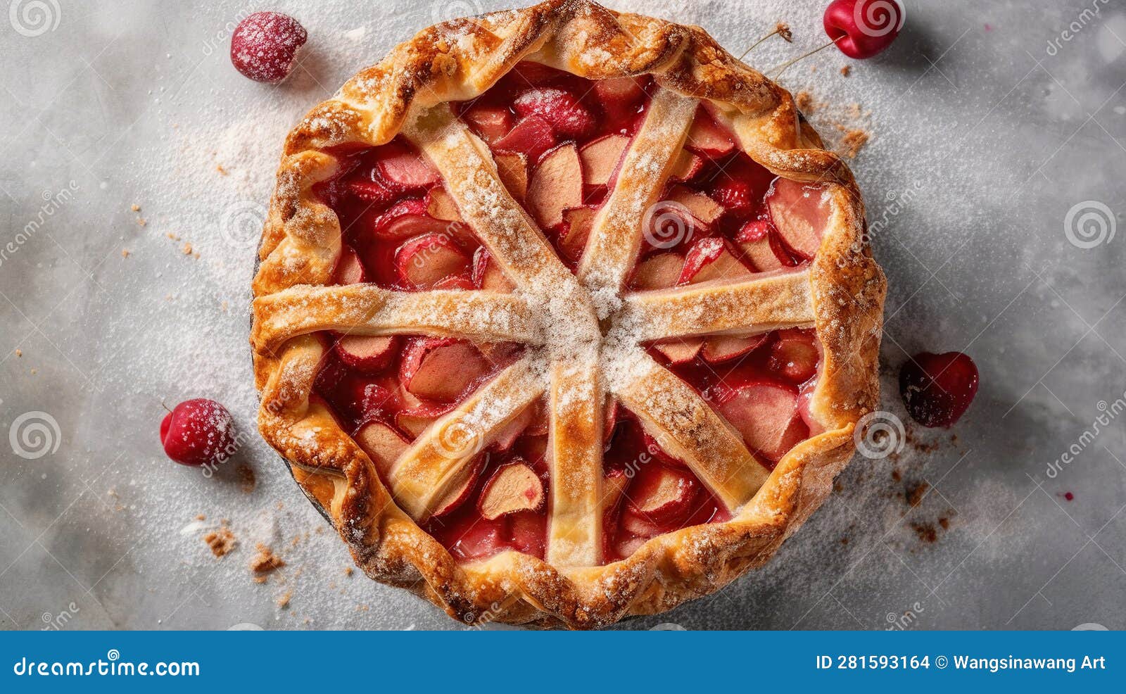 Overhead View of Rose Apple Pie Generative AI Stock Illustration ...