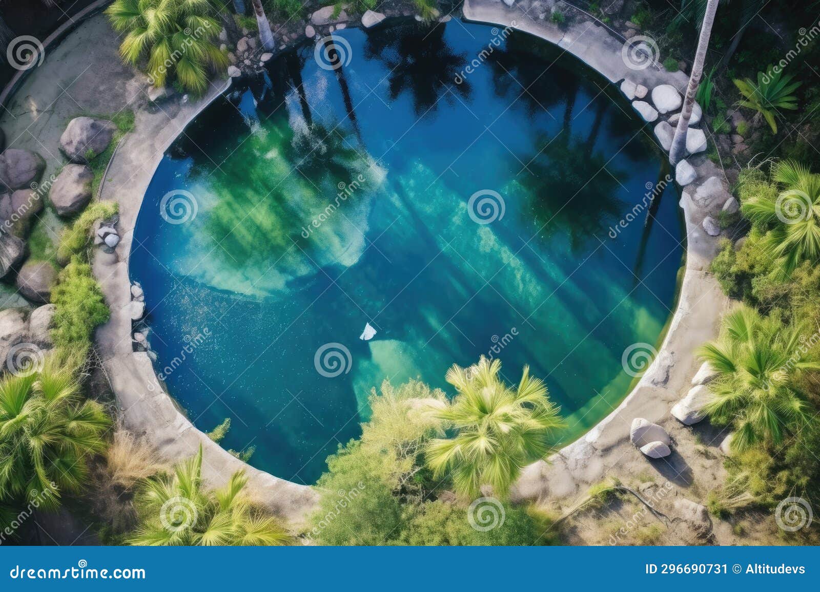 Overhead View of a Round Hot Spring Pool Stock Image - Image of nature ...