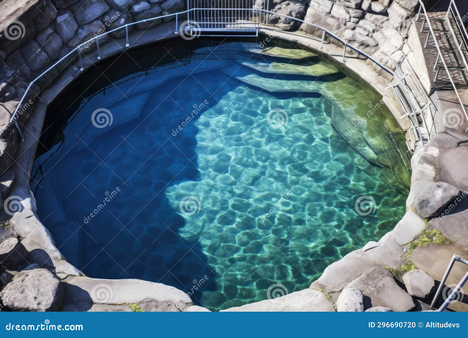 Overhead View of a Round Hot Spring Pool Stock Photo - Image of ...