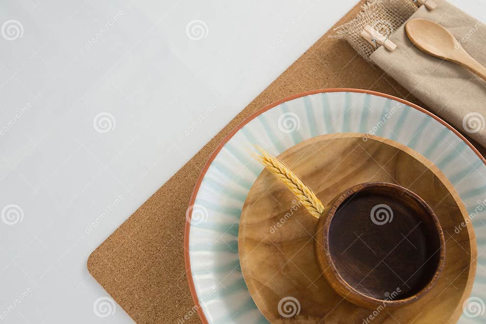 Overhead View of Rustic Table Setting Stock Image - Image of setting ...