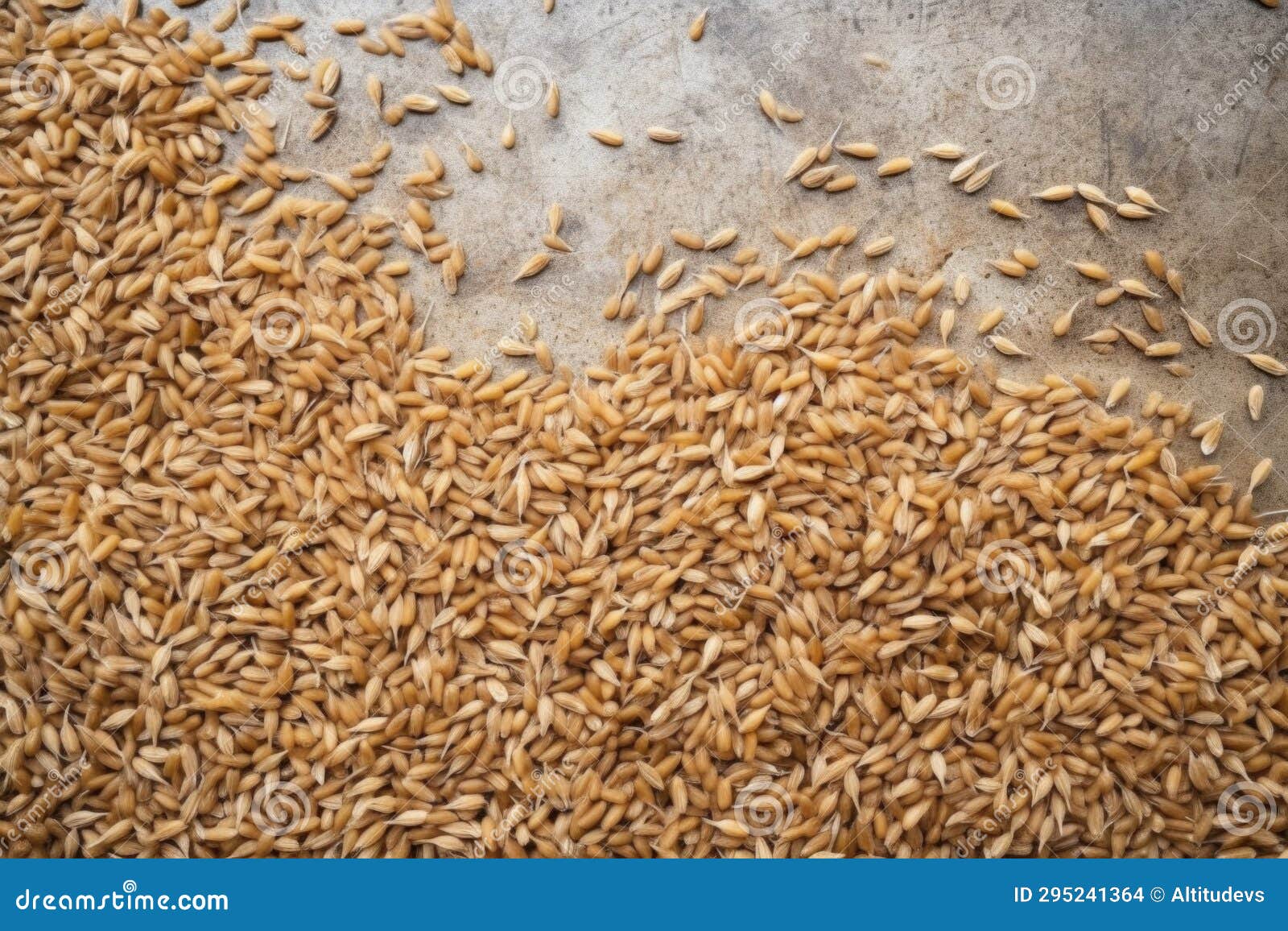 Overhead View of Scattered Malt Barley Grains on Concrete Floor Stock ...