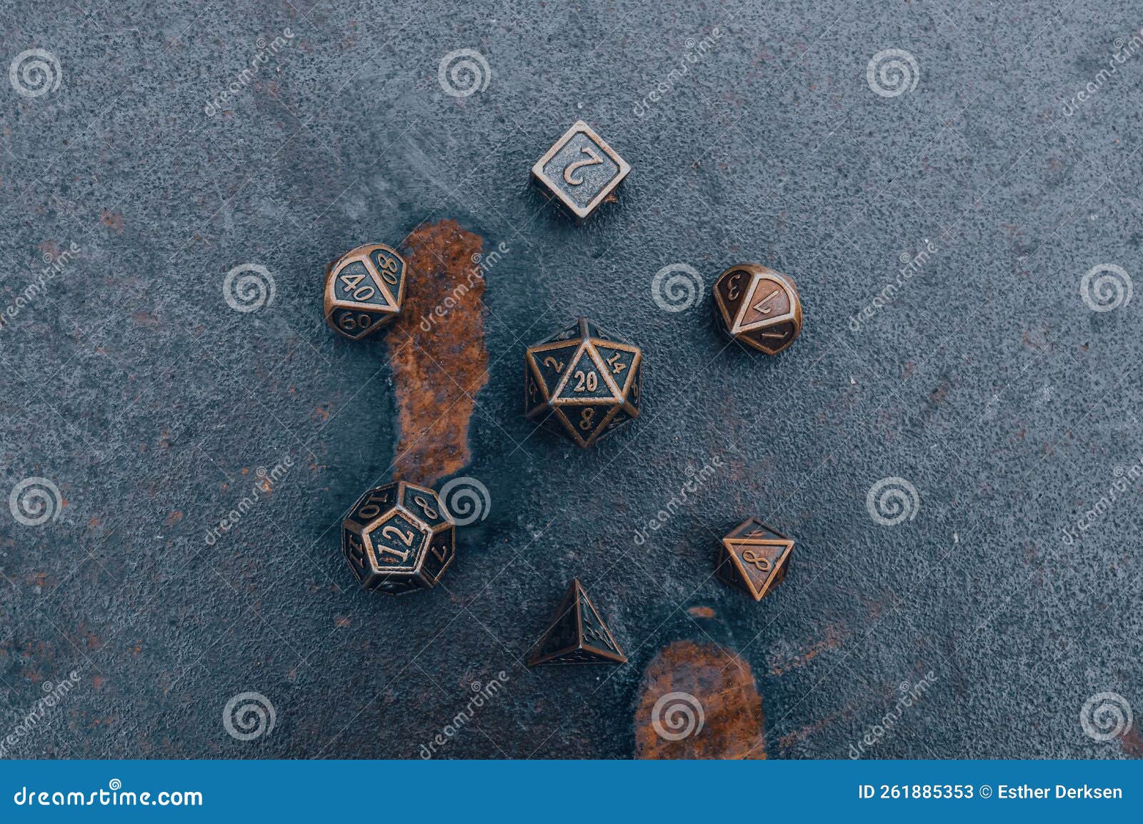 Overhead View of a Set of Ttrpg Gaming Dice Stock Image - Image of ...